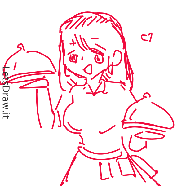 How to draw waiter / LetsDrawIt