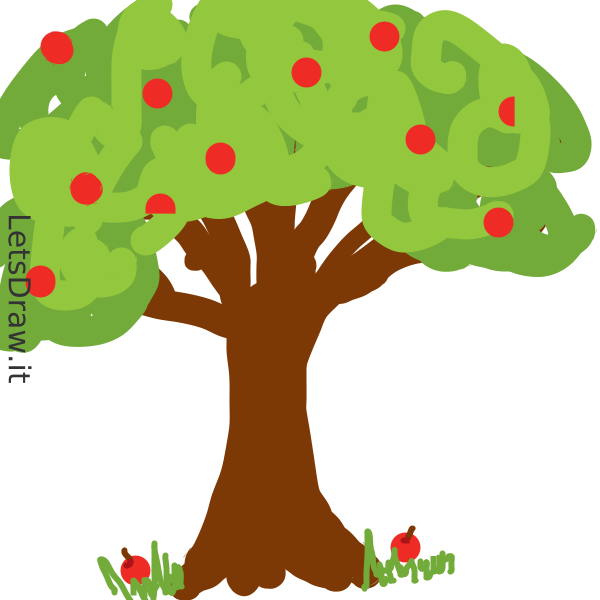 How to draw apple tree / LetsDrawIt