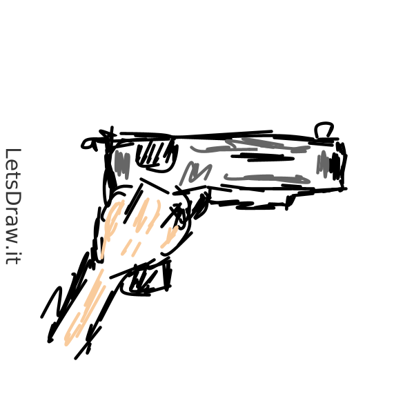 Gun Firing A Bullet Drawing