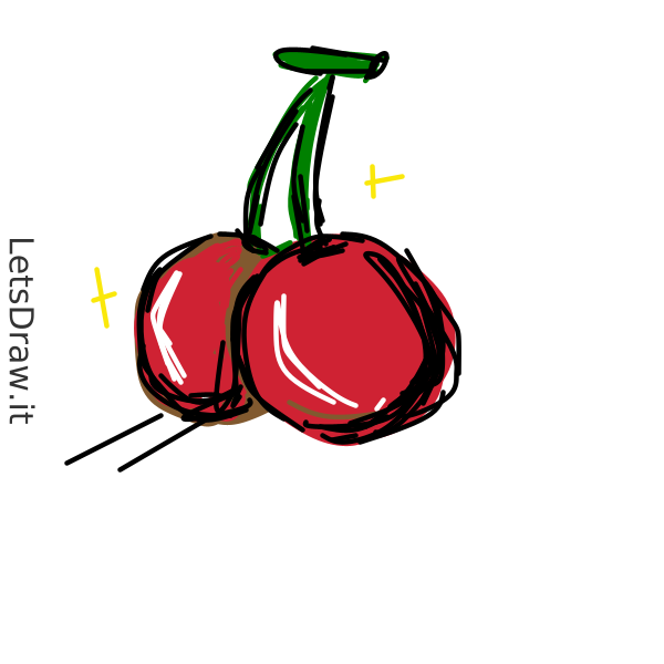 How to draw cherry / 5dritod4.png / LetsDrawIt