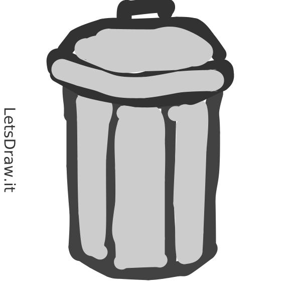 How to draw trash can / LetsDrawIt