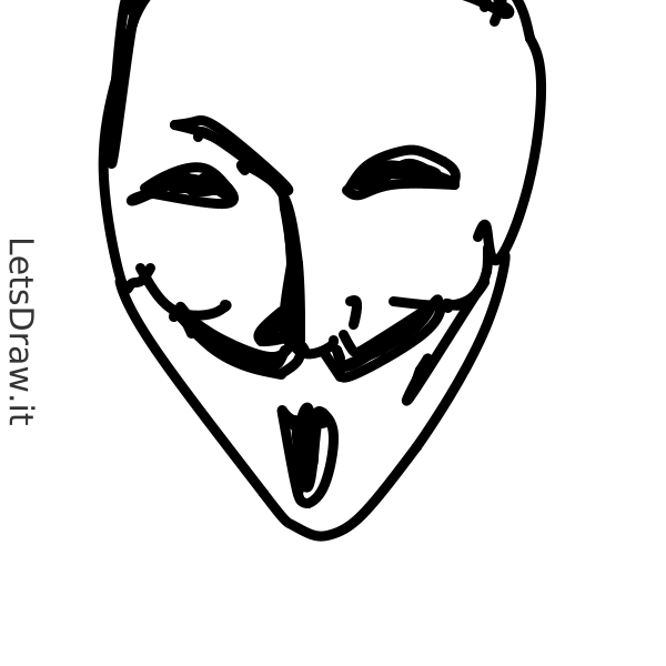 How to draw Anonymous mask / LetsDrawIt