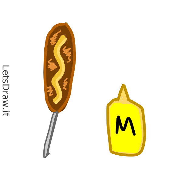 How to draw corn dog with mustard / edgfeicmo.png / LetsDrawIt