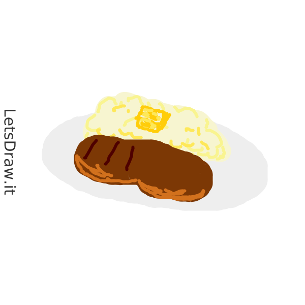 How to draw steak and potatoes / g4ukorrek.png / LetsDrawIt