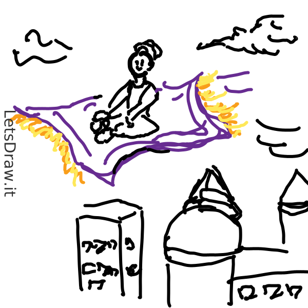 How to draw flying carpet / g8yhxctww.png / LetsDrawIt