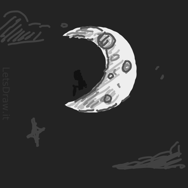 How to draw man in the moon / gsbitmr5a.png / LetsDrawIt