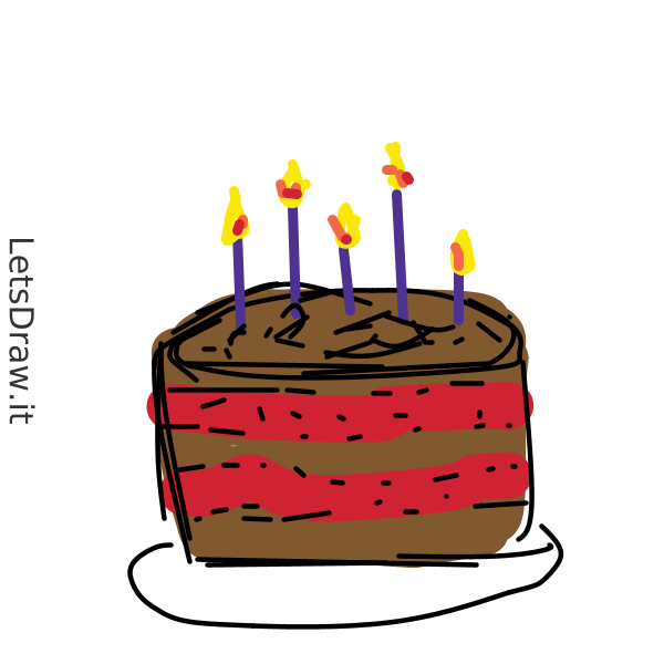 How to draw chocolate cake / h789nibnb.png / LetsDrawIt