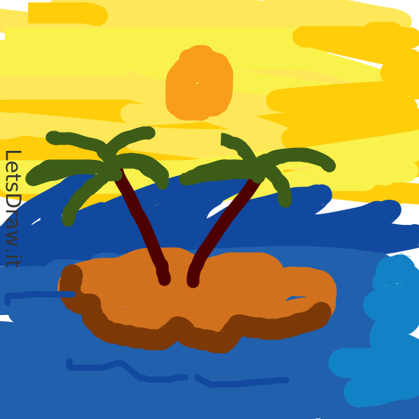 How to draw deserted island / hertoe88n.png / LetsDrawIt
