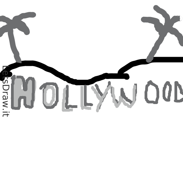 How to draw Hollywood / jnukqpcbn.png / LetsDrawIt