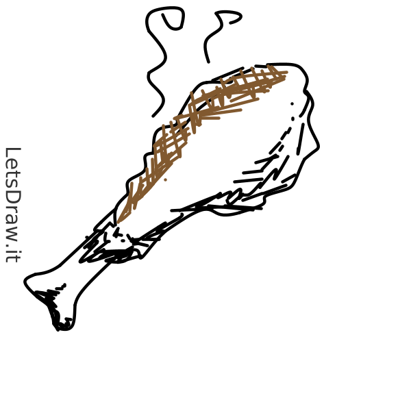 How to draw Fried chicken / m3ftd3gks.png / LetsDrawIt