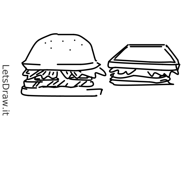 How to draw Burger and sandwich / m5w6gnxzr.png / LetsDrawIt