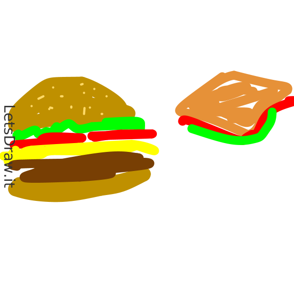 How to draw Burger and sandwich / mkgiegm3d.png / LetsDrawIt