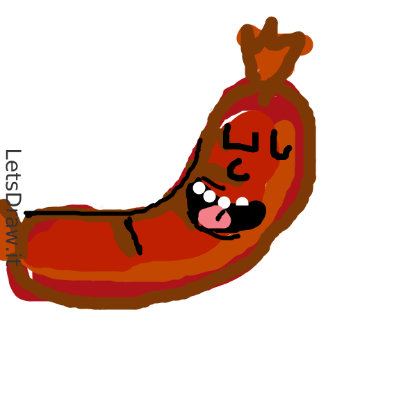 How to draw sausage / myptoah3u.png / LetsDrawIt