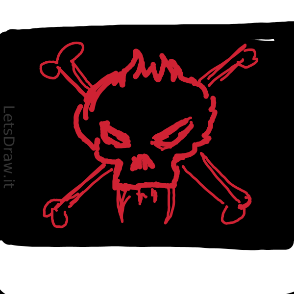 How to draw pirate flag / LetsDrawIt