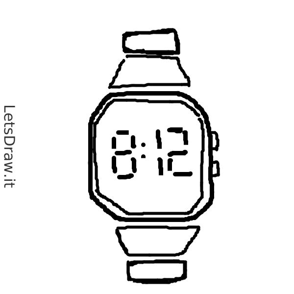 How to draw digital watch / tah3o5989.png / LetsDrawIt