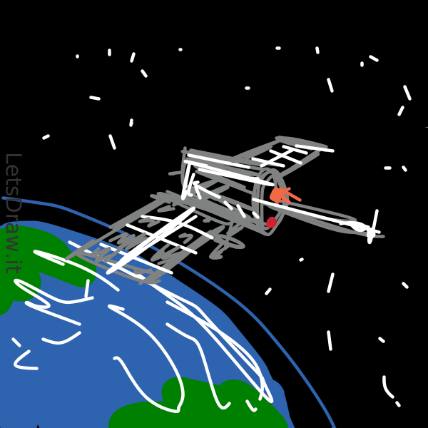 How to draw satellite / uarsnerej.png / LetsDrawIt