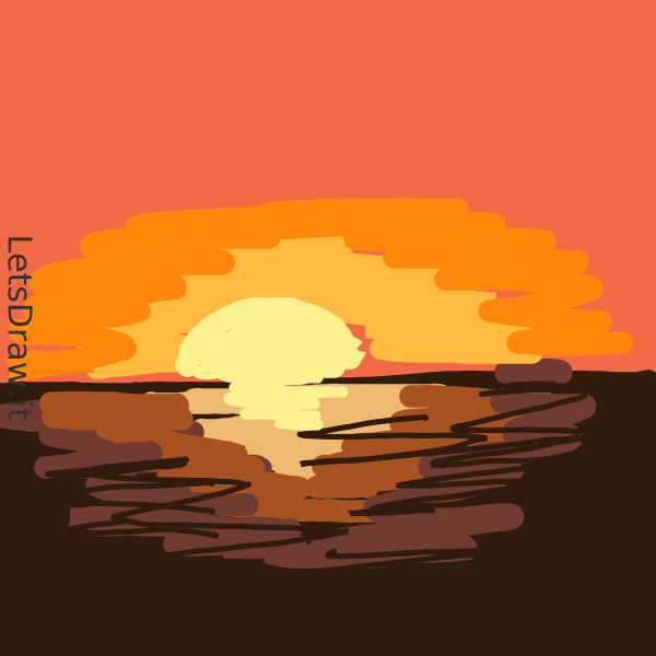 How to draw sunset / whe1e39u9.png / LetsDrawIt