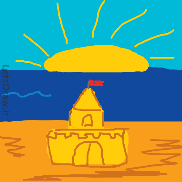 How to draw sand castle / wqf31ph5k.png / LetsDrawIt