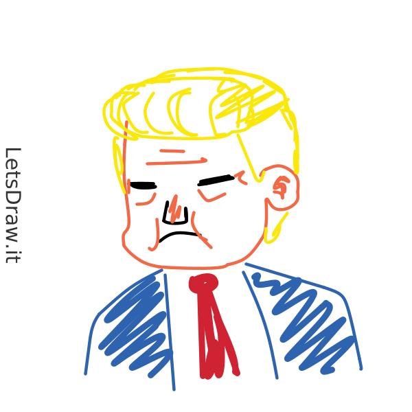 How to draw Donald Trump / LetsDrawIt