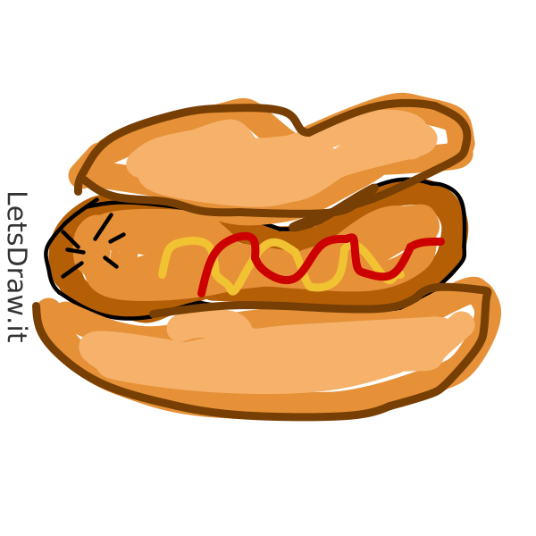 How to draw Hot dog / ybwtgh69f.png / LetsDrawIt