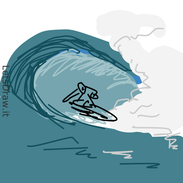 How to draw Surfing / ygec8jet1.png / LetsDrawIt