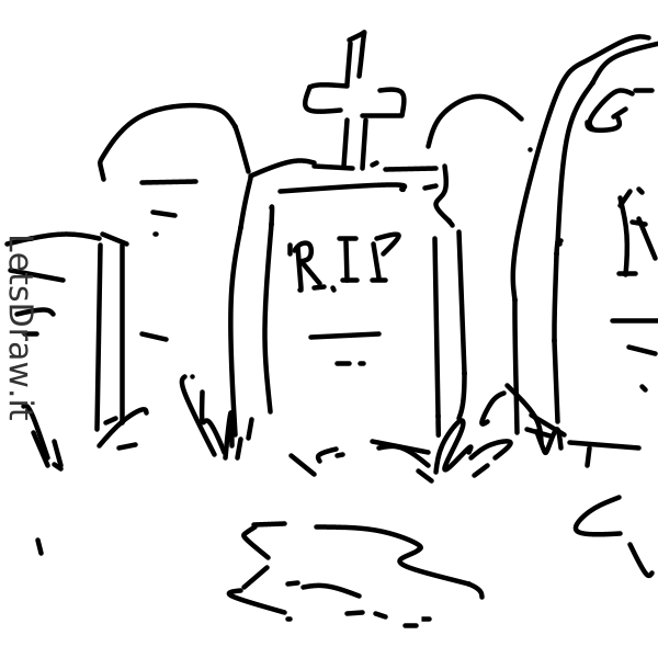 How to draw cemetery / LetsDrawIt